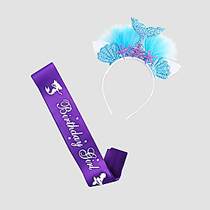 Doctor Unicorn Birthday Girls Mermaid Outfit Set - Costume Tutu Skirt Dress, Shirt, Headband & Satin Sash (Blue Mermaid-2, 4-5 Years)