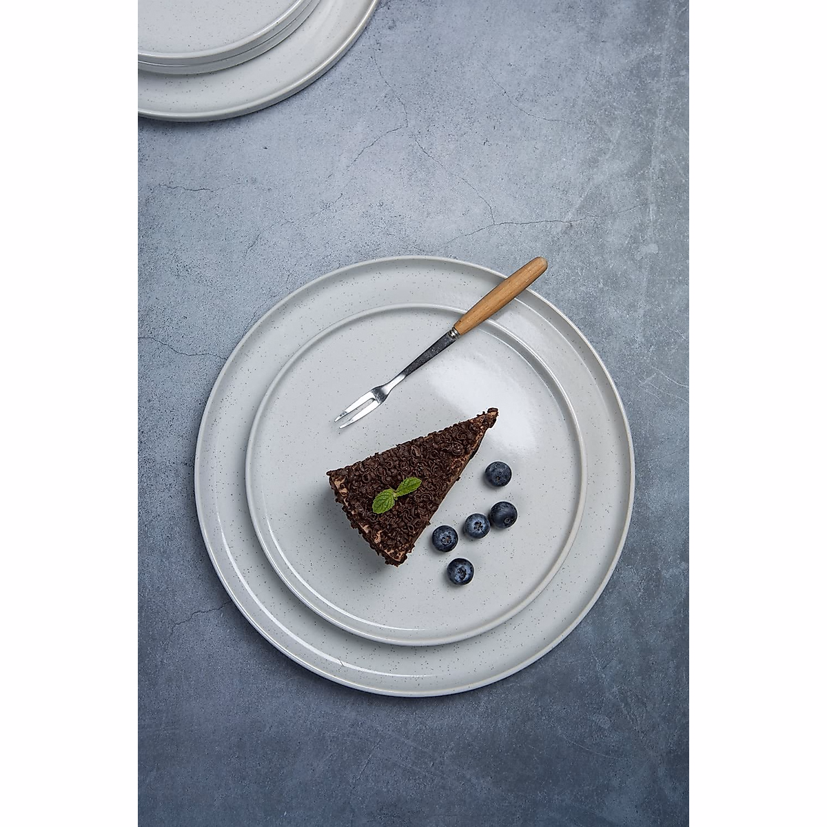 famiware Nebula 6 Pieces Dinner Plates, 10.2" Plates Set, Scratch Resistant, Stoneware Dinnerware, Kitchen Modern Rustic Dishes, Light Gray