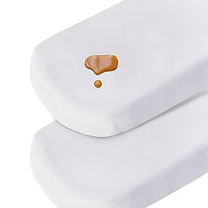 Bassinet Sheet Waterproof 2 Pack Cotton Fitted Cradle Sheets Set for Oval Rectangle Hourglass Mattress and Moses Baskets, Super Soft Breathable Bassinet Mattress Pad Cover Baby Girl Boy, White
