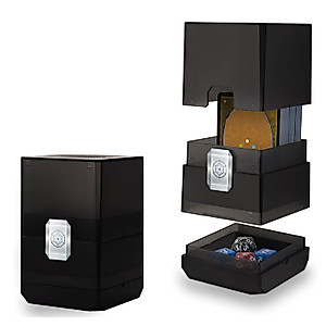Sooez Heavy Duty MTG Deck Card Box with Dice Storage, 100+ Deck Case Boulder, Perfect Deck Holder for MTG Commander/YuGiOh/TCG and Sports Cards (Black)