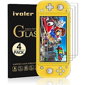 [4 Pack] Screen Protector Tempered Glass for Nintendo Switch Lite, iVoler Transparent HD,High Definition,Clear Anti-Scratch with Anti-Fingerprint Bubble-Free Fit Switch Lite 2019
