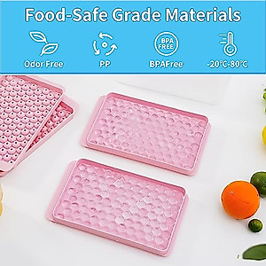 4 Pack Mini Round Ice Cube Tray, Ice Ball Maker Mold for Freezer with Container, Sphere Ice Cube Tray Making 99pcs Circle Ice Chilling Cocktail Whiskey Tea Coffee - Pink