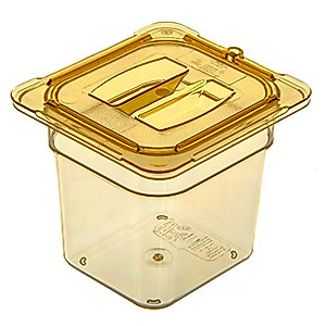 Carlisle FoodService Products 10510U13 StorPlus High Heat Universal Handled Food Pan Lid, Sixth Size, Amber