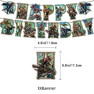 Zel-Da Birthday Party Decoration, Include Zel-Da Game Theme Birthday Banner, Cake Topper, Latex Balloons, Hanging Swirls, For Zel-Da Theme Kids Birthday Party Supplies, Baby Shower