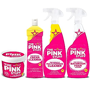 Stardrops - The Pink Stuff - Ultimate Bundle - The Miracle Cleaning Paste, Multi-Purpose Spray, Cream Cleaner, Bathroom Spray (1 Cleaning Paste, 1 Multi-Purpose Spray, 1 Cream Cleaner, 1 Bathroom Foam Cleaner)