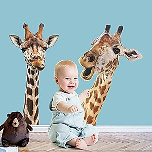 Cute Giraffe Wall Decals 2 Sheets Giraffe Decor Stickers, Lovely Window Decor Animal Wall Stickers Art Decorations for Kids Room Living Room Nursery Classroom