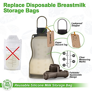 haakaa Silicone Manual Breast Pump 5.4 oz & Reusable Breastmilk Storage Bag 9oz Set - Milk Collector| Letdown Catcher| Leak Proof Storing Pouches| Breast Milk Saver for Breastfeeding Moms