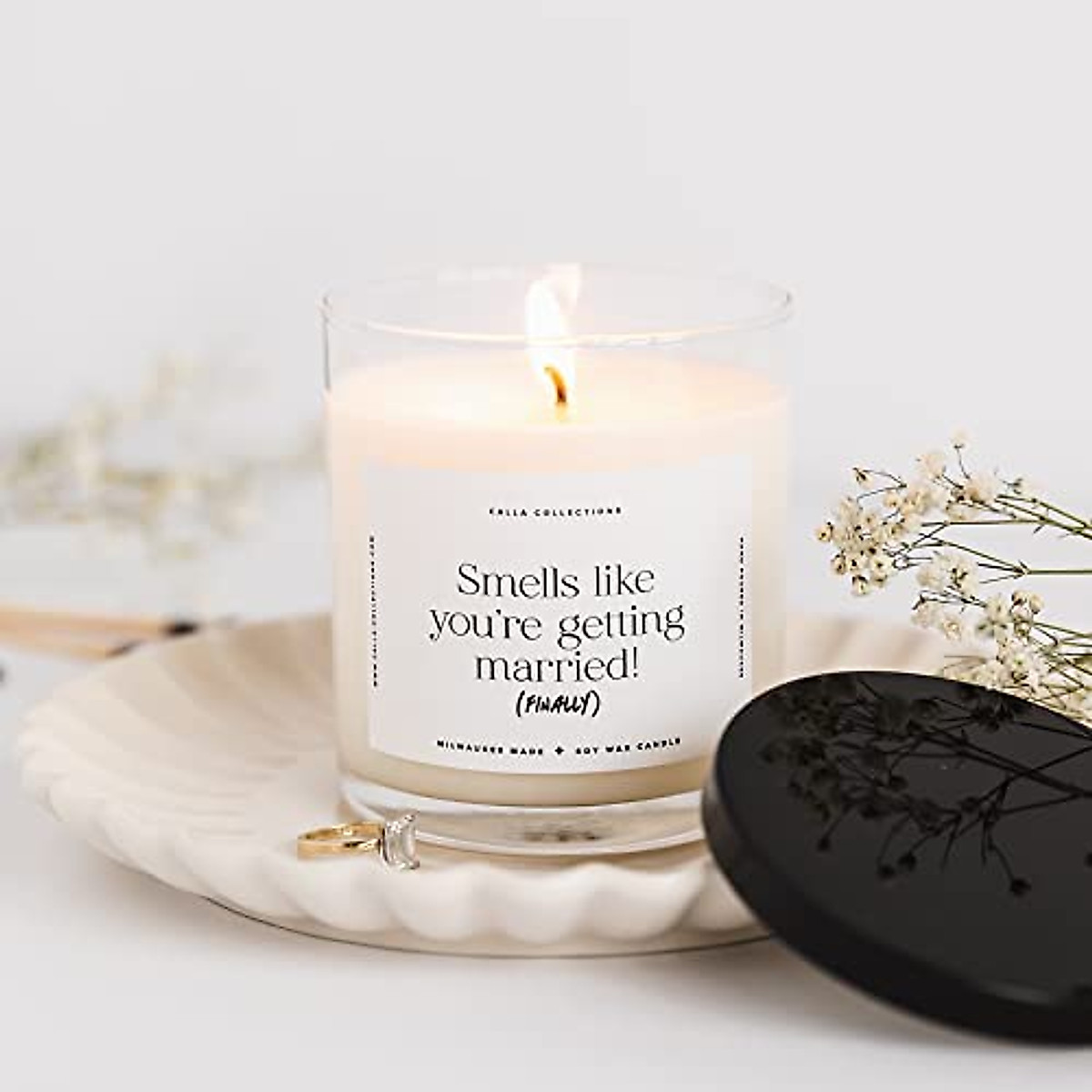 Engagement Candle, Smells Like You’re Getting Married, Finally, Lavender Lemongrass Handmade Scent, 100% Natural Soy Wax Blend, 75 Hr Burn, Gift for Her, Couples, Elope Party, Friends, USA Made