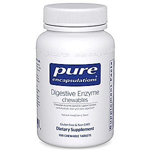 Pure Encapsulations Digestive Enzyme Chewables | Chewable Enzyme Blend to Support Protein, Carbohydrate, Fiber, and Dairy Digestion | 100 Chewable Tablets