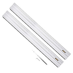 POWERTEC 71573 55” Track Saw Guide Rail Joining Set for Bosch Track Saws | Includes (2) Aluminium Extruded Guided Rails and (1) Guide Rail Connectors for Woodworking Projects