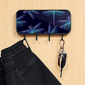 Dragonfly Insect Navy Blue Adhesive Hooks Towel Hooks, Wall Hooks Stick on Bathroom/Kitchen/Bedroom