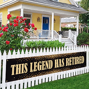This Legend Has Retired Large Banner, Finally Retired Theme Yard Sign Lawn Sign, Retirement Party Outdoor Indoor Backdrop 9.8 x 1.6 Feet