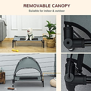 PawHut Elevated Portable Dog Cot Cooling Pet Bed With UV Protection Canopy Shade, 30 inch