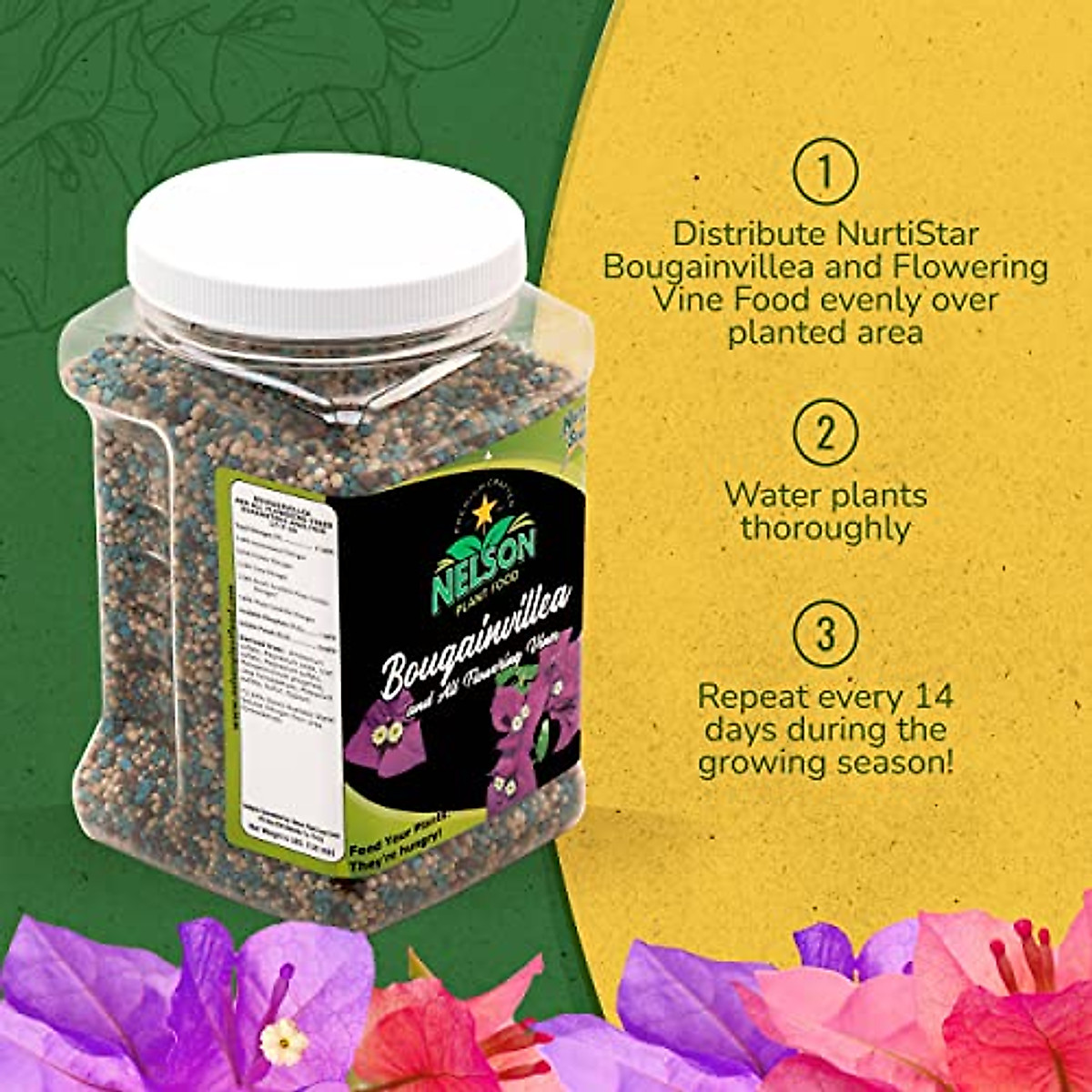 Nelson Plant Food - Bougainvillea Fertilizer - Outdoor and Indoor Plant Fertilizer - All Purpose Plant Food for Vines - Easy Use Granular Fertilizer (2 lb)
