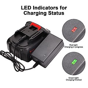SHINTYOOL 21V Lithium Battery with Electric Quantity Display, 4.0 Ah Battery with Charger Adapter Led Indicator Compatible with Leaf Blower and Mini Saw