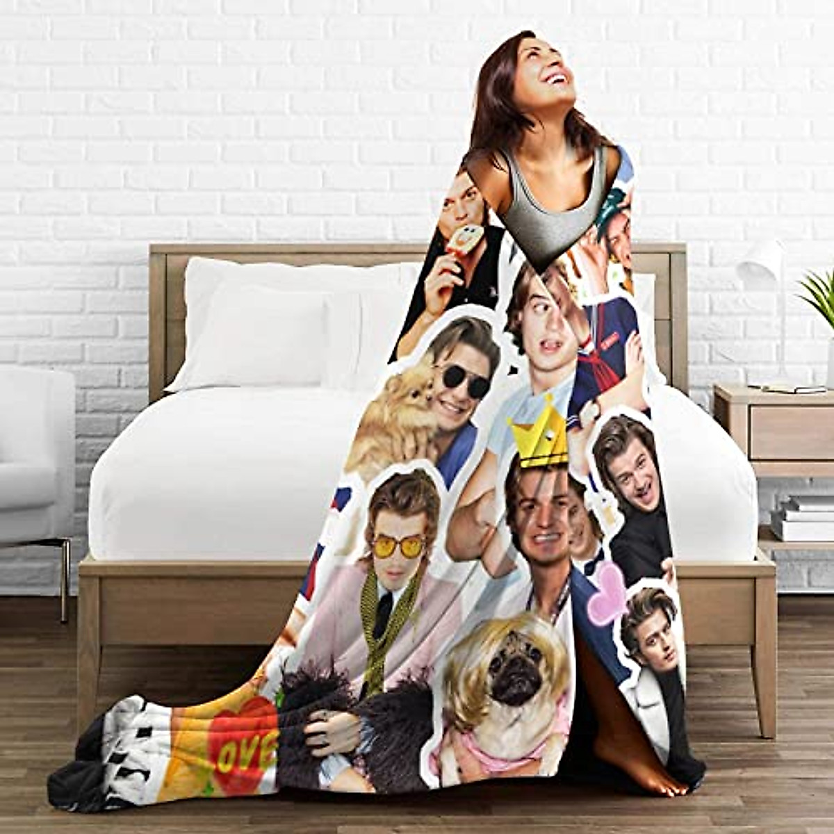 Blanket Joe Keery Steve Harrington Soft and Comfortable Warm Fleece Blanket for Sofa,Office Bed car Camp Couch Cozy Plush Throw Blankets Beach Blankets