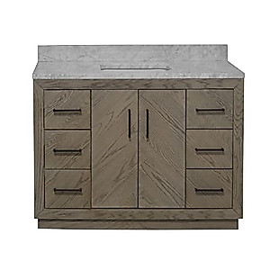Peyton 48-inch Bathroom Vanity (Carrara/Gray Oak): Includes Gray Oak Cabinet with Stunning Carrara Marble Countertop and White Ceramic Sink