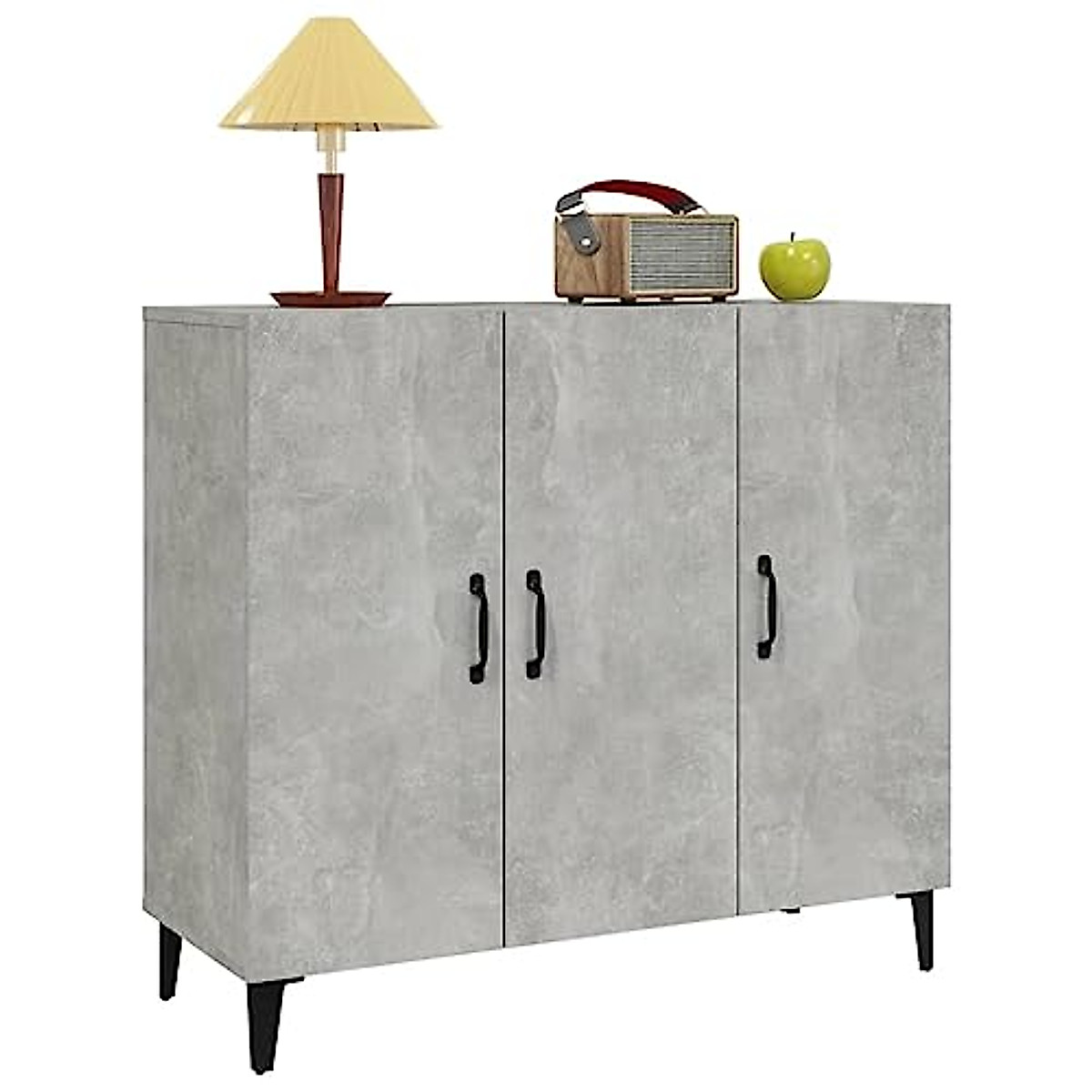 loibinfen Sideboard Buffet Server Storage Cabinet with Doors, Console Table Home Kitchen Sideboard with Black Megal Legs, Dining Room Furniture Entryway Cupboard, Concrete Gray 35.4"x13.4"x31.5" -AA
