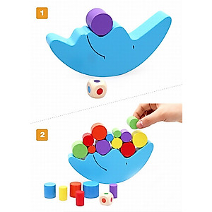HWD Wooden Stacking Blocks Balancing Games, Moon Equilibrium Puzzles Toy, Preschool Early Educational Parent-Child Interaction Sorting Games for Toddler, Kids, Children