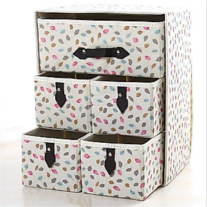 PILER Foldable Storage Box Bra Underwear Closet Organizer Drawer Divider Kit Set of 5 Dark Containers Divider with Drawers （blue）