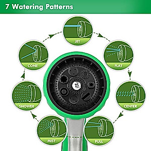 RESTMO Garden Hose Nozzle, Heavy Duty Metal Water Hose Nozzle with 7 Adjustable Spray Patterns, High Pressure Hand Sprayer with Flow Control, Best for Watering Plants & Lawns, Washing Cars & Pets