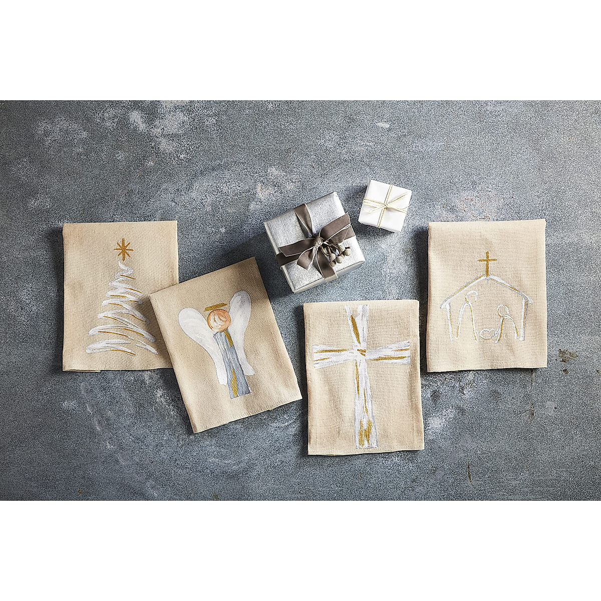 Mud Pie Faith Christmas Painted Towel, Nativity, 21" x 14"