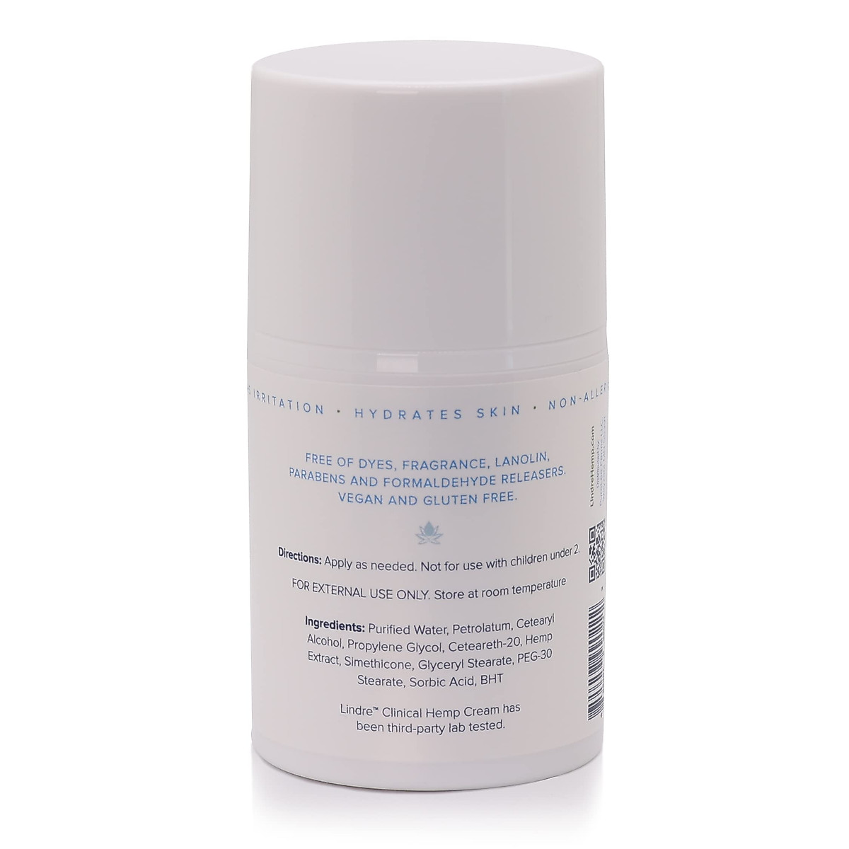 Lindre Regular Strength Hemp Cream for Dry to Very Dry, Sensitive Skin. Fragrance Free, Steroid Free, Dermatologist Tested. Original Formula, 1.7oz