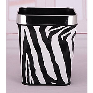 European Fashion Without Cover Trash Bins Kitchen Bathroom Square Trash Can (Zebra, Small)