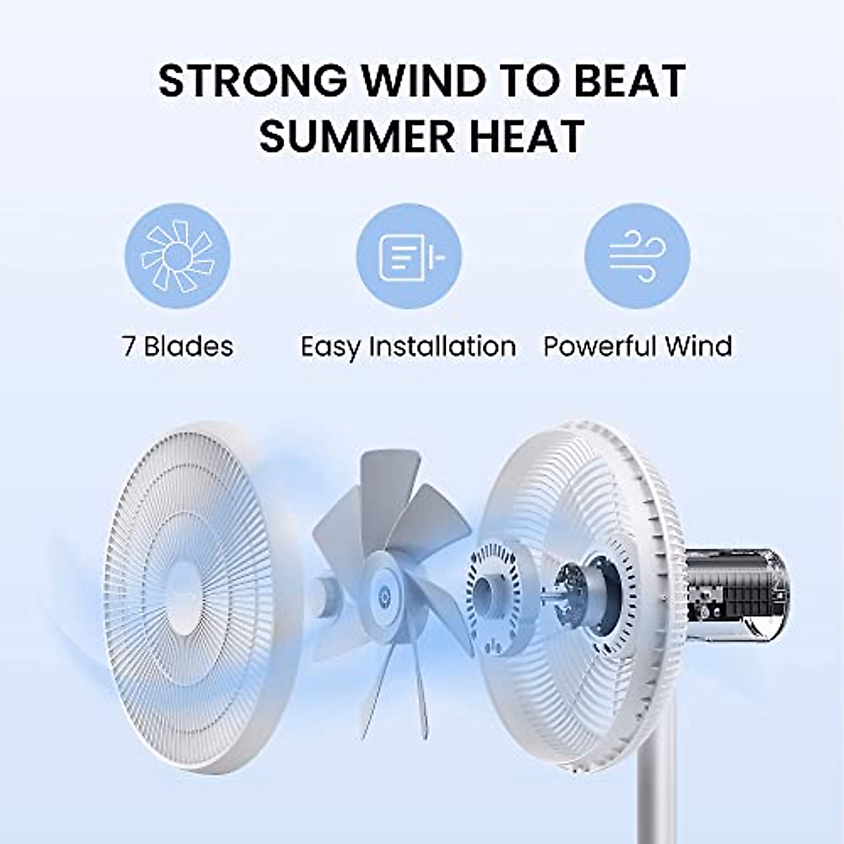 smartmi Outdoor Oscillating Pedestal Fan 3, 100-Speed Portable Quiet Standing Fan, 120° Oscillation and 40° Tilt, Floor Smart Fan for Bedroom Home Office, Works with Alexa, Cordless, with Remote, 38 Inch