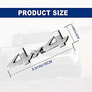 Universal 4X4 Emblem Badge 3D Logo, Full Coverage Adhesive Replacement Compatible with Toyota 4Run, Tac, Tun SUV Truck Pickup Model, 3D Metal Matte Black Logo Trunk Badge (Silver)