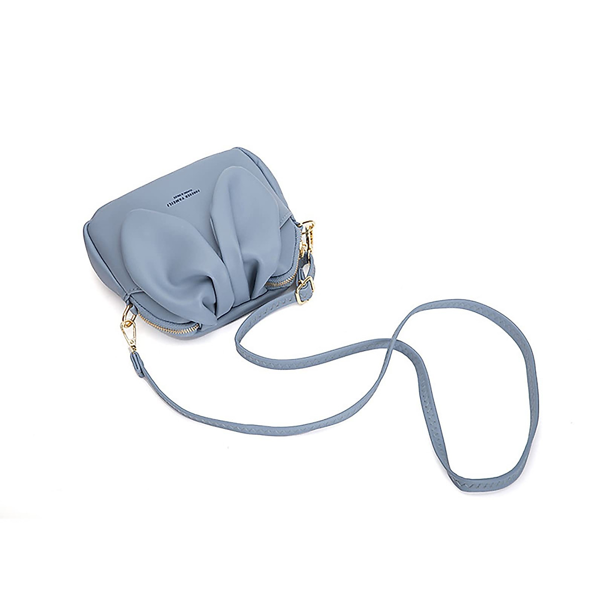 Fashion girl small crossbody shoulder bag cute rabbit ear shape zipper PU messenger bags coin purse for women