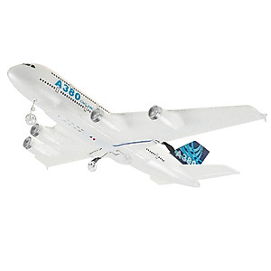 PLRB TOYS RC Plane Remote Control Airplane RC Plane,2.4Ghz DIY 2 Channels Radio Control Airplane Built in 6-Axis Gyro, A380 RC Aircraft EPP Foam Glider for Beginner (Two Batteries)