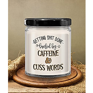 The Improper Mug Fueled by Caffeine and Cuss Words Candle for Coffee Lovers Sarcastic Rude Birthday Christmas Ideas for Mom Dad Funny Adult Humor 9 Oz. Vanilla Scented