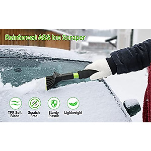 Oversized Ice Scrapers for Car Windshield, Snow Brush Scrapers Car Window Frost Removal with Foam Handle, 4.7Inch Large Soft Blade for SUVs Trucks-Scratch Free, Ideal Stocking Stuffer Car Gifts