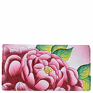 Anna by Anuschka Women's Genuine Leather Hand Painted Clutch Wallet - Precious Peony