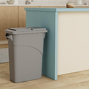 Rubbermaid Commercial Slim Jim Confidential Document Trash Can with Lid, 16 Gallon, Gray, FG9W2500LGRAY