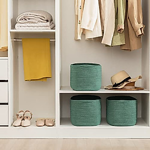 UBBCARE Storage Baskets for Shelves, 15x10x9'' Larger Woven Basket for Storage&Organizing, Cotton Rope Basket Cube Storage Organizer&Shelf Basket, Toy Organizer Storage Basket, Green