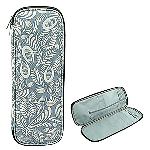 Katech Knitting Needles Case Portable Travel Crochet Hooks Storage Bag Organizer Empty Zipper Bags with Transparent Pocket and Holder Slots for Carrying Crochet Accessories and Knitting Needles (Blue)