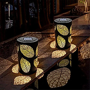 SLNFXC Solar Hanging Lanterns Outdoor Waterproof Leaf Solar Lights Decorative Metal Solar Lantern Tabletop Lamp for Garden Yard Desk ( Size : 2pcs )