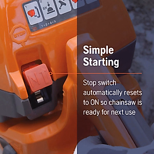 Husqvarna 130 Gas Powered Chainsaw, 38-cc 2-HP, 2-Cycle X-Torq Engine, 16 Inch Chainsaw with Automatic Oiler, For Wood Cutting and Tree Pruning, Orange