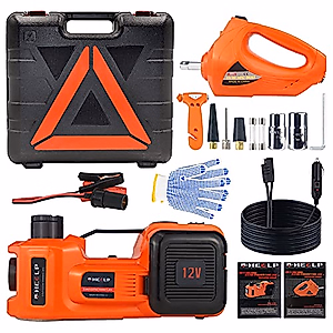 E-HEELP Electric Car Jack Kit 5Ton 12V Hydraulic Car Jack Kit with Electric Impact Wrench for SUV MPV Sedan Truck Change Tires Garage Repair