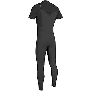 O'Neill Men's Hyperfreak 2mm Chest Zip Short Sleeve Full Wetsuit, Black, Medium Tall