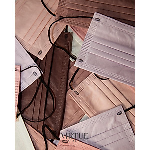 VIRTUE CODE Balance Face Masks - Soft 3 Ply Comfort Face Masks, Colorful Disposable Face Mask 50 Pack. Latte Love Colored Masks. Adults Mens and Womens Disposable Face Masks