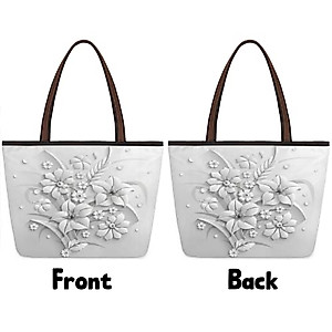 3D Style White Flower Handbags for Women shopping Tote Bag Bouquet Top Handle Shoulder Bag Satchel Purse Beach