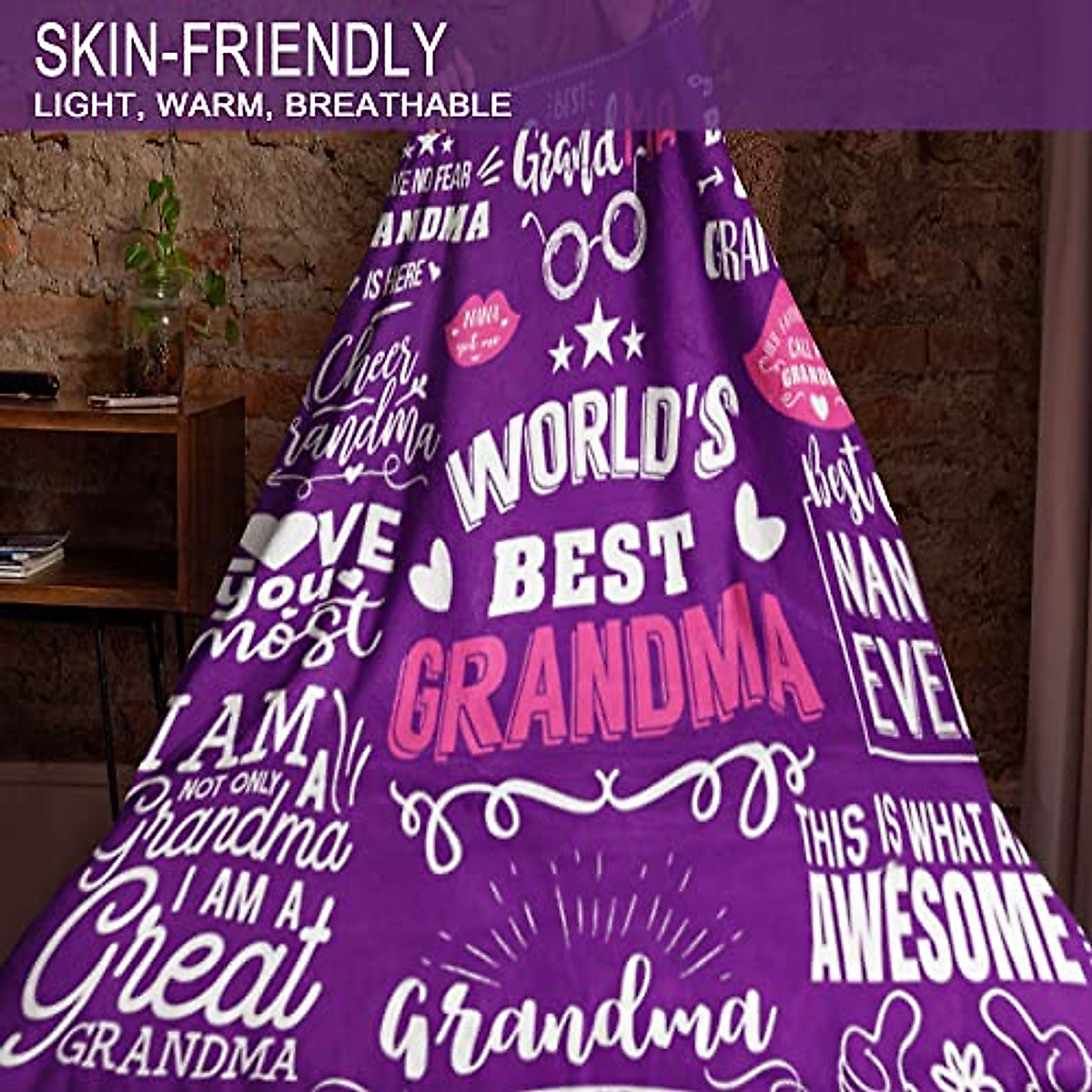 Shanfeirui Grandma Gift, Grandma Blanket, Gifts for Grandma from Granddaughter, Grandma Blanket from Grandkids, Best Grandma Gift, Gifts for Grandma from Grandson Throw Blanket 60" x 50”