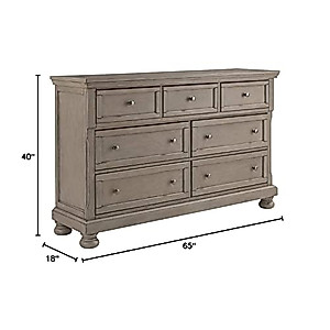 Signature Design by Ashley Lettner Modern Traditional 7 Drawer Dresser, Light Gray