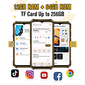 Ulefone Armor X13 Rugged Phones 2023, 50MP Rear Camera, 24MP Night Vision Camera, Up to 12GB RAM, 64GB ROM, 6320mAh, Android 13, IP68/IP69K Unlocked Smartphone, 4G LTE Cell Phone (Black)