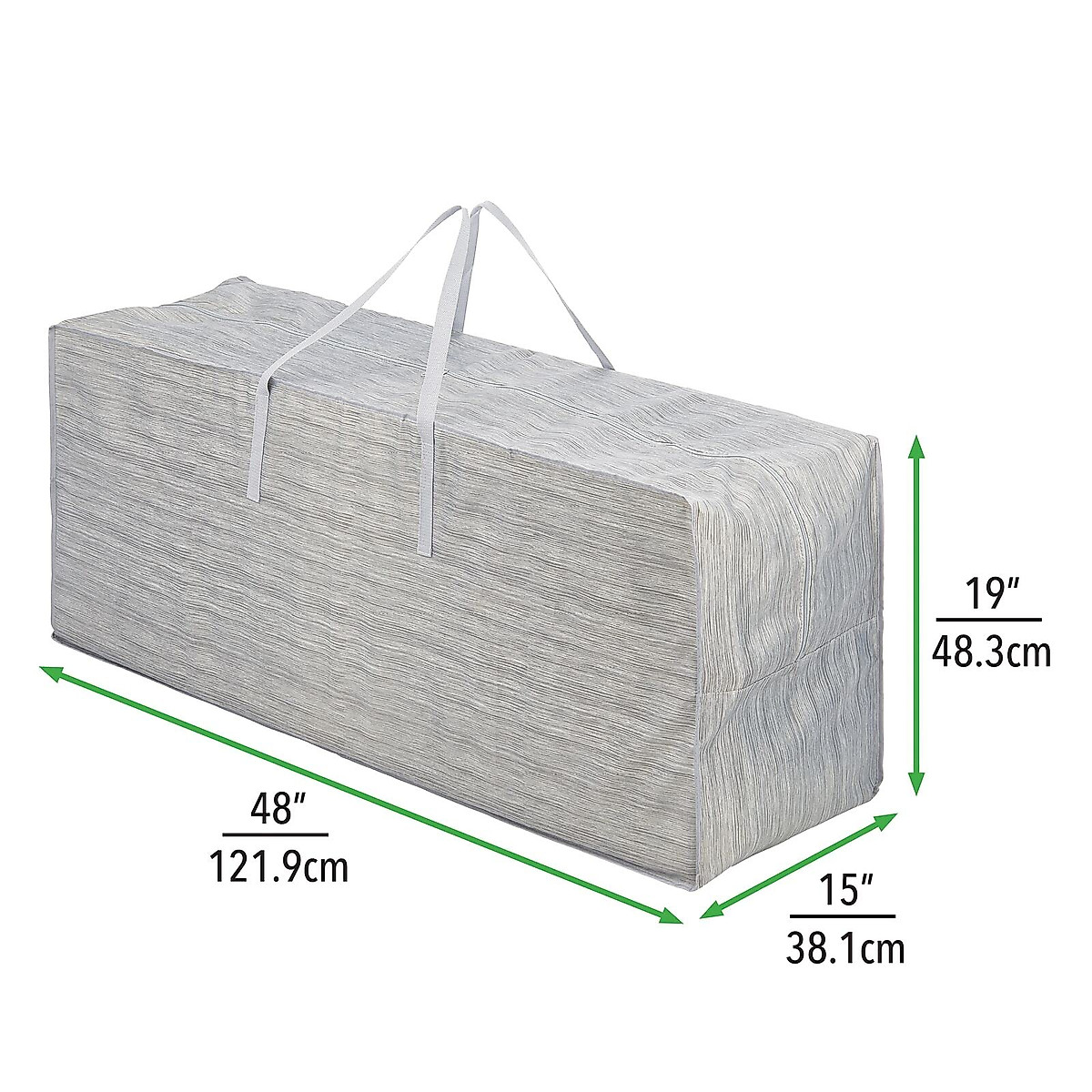 mDesign Extra Large Christmas Tree Storage Bag with Handles - Zippered Storage Tote - Durable Storage Container For Artificial Christmas Tree, Wreaths, Garland and Holiday Decor - Striped, Taupe/Tan