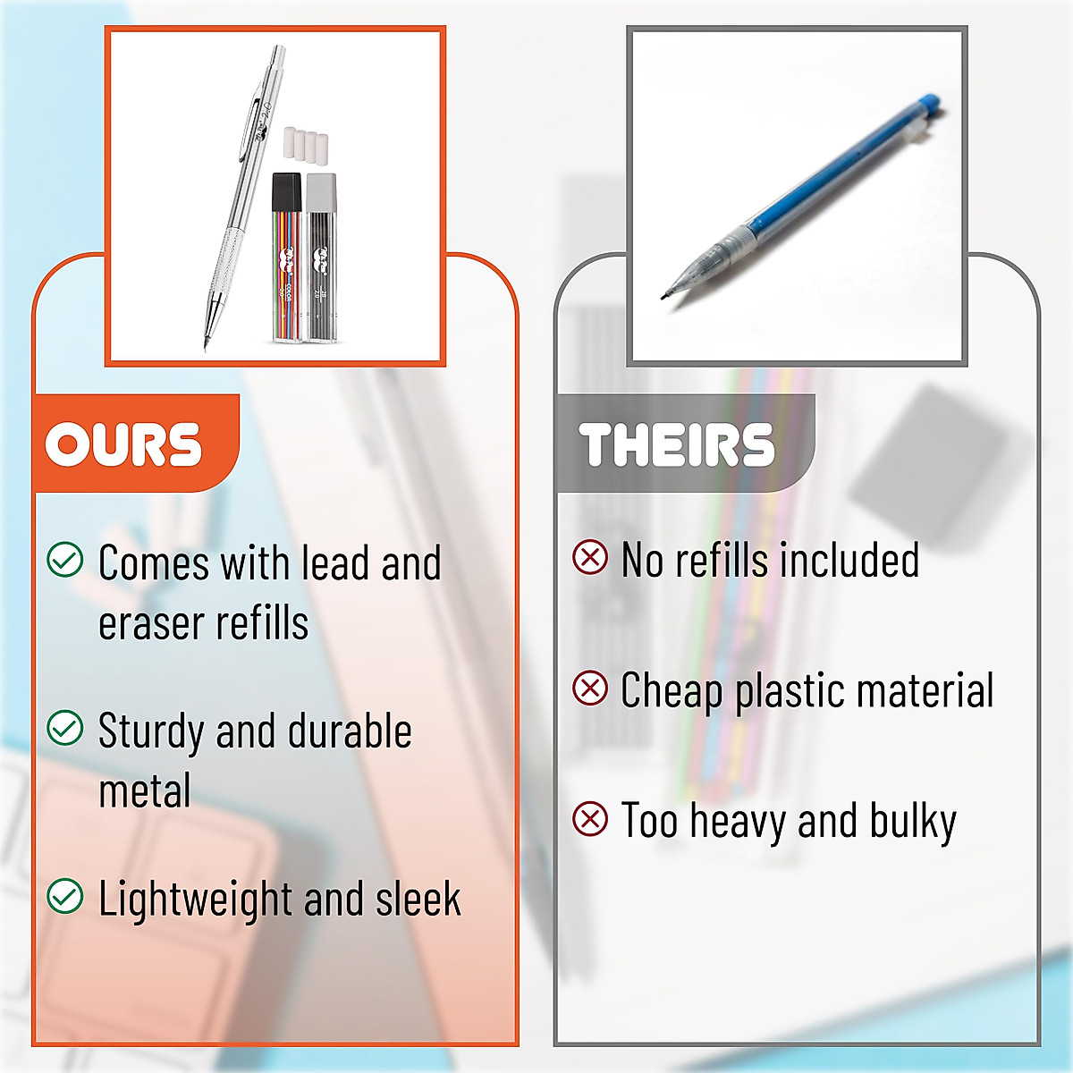 Mr. Pen- Mechanical Pencil, Metal, 2mm, Drafting Pencil, Metal Mechanical Pencils, Drawing Mechanical Pencils, Lead Holder, 2mm Mechanical Pencil, Mechanical Drawing Pencils, Thick Mechanical Pencil