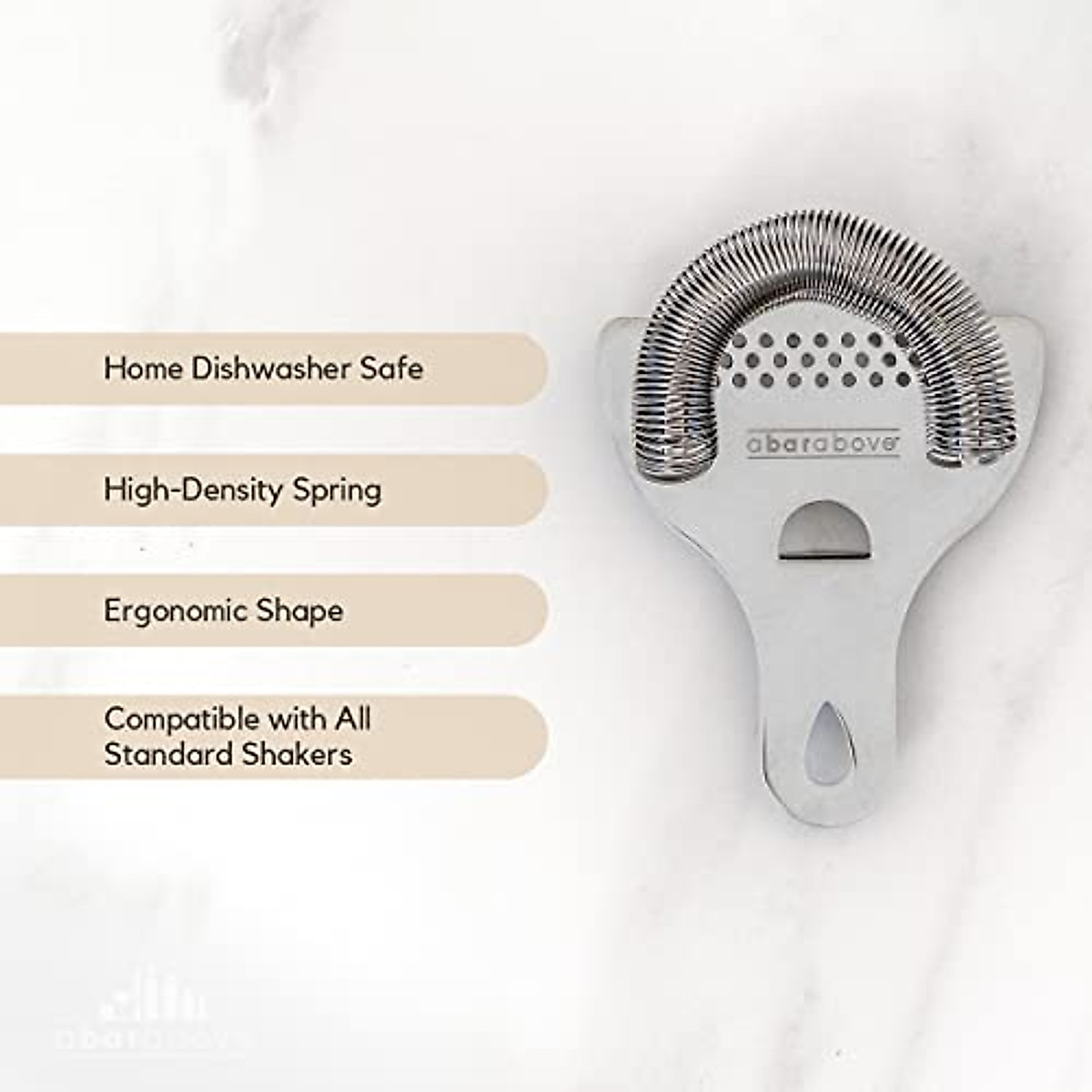 A Bar Above Hawthorne Strainer for Cocktails – Bar Strainer Cocktail w/High Density Spring – Mirrored Stainless Steel Finish Drink Strainer - Cocktail Strainer for Boston Shakers & Mixing Glasses